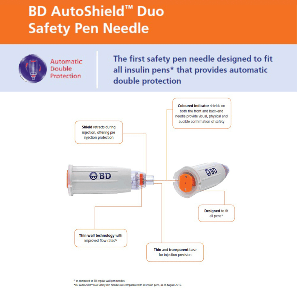 BD AutoShield Duo Safety Pen Needle 5mm - Diabetes Shop